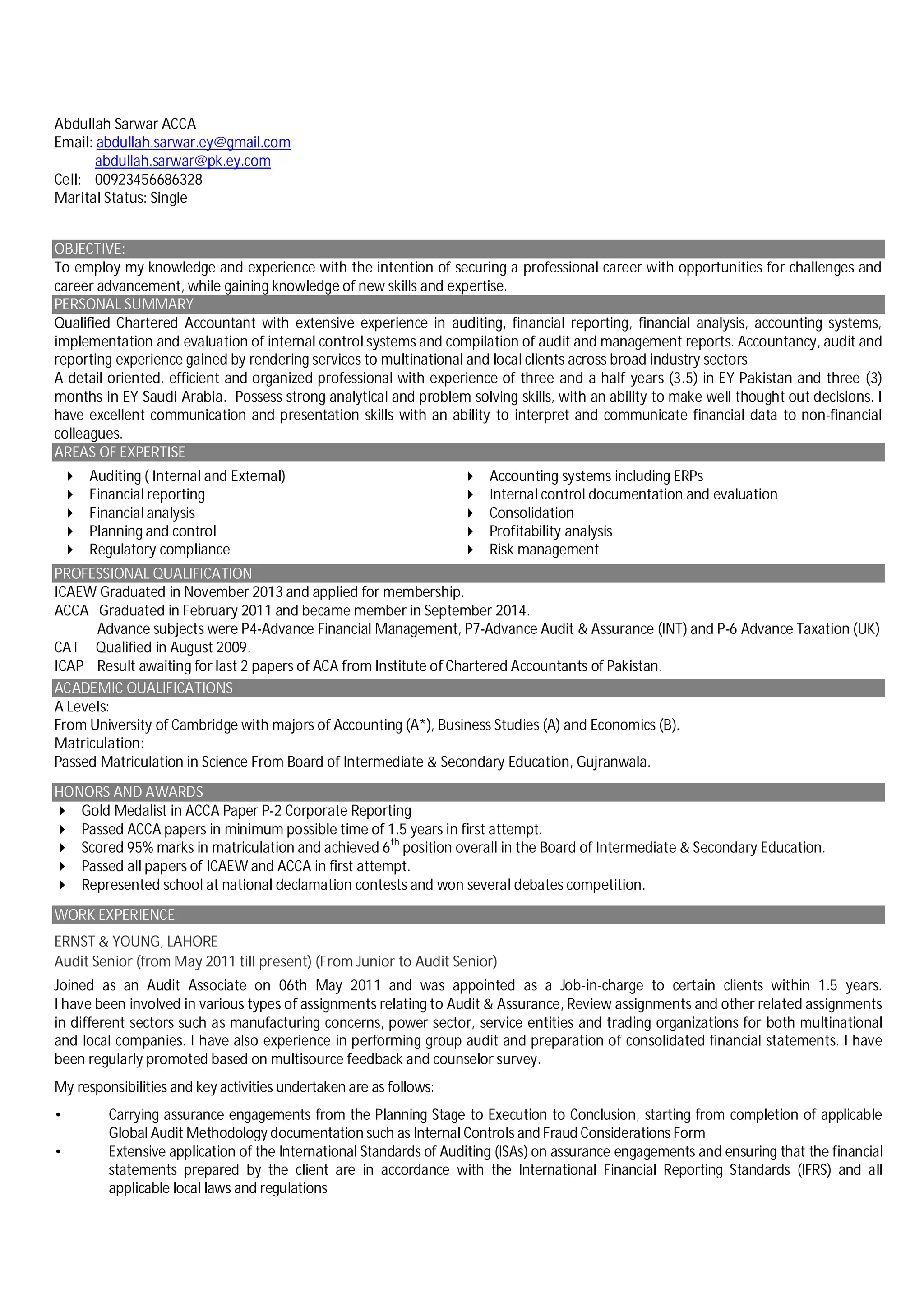 Abdullah Sarwar CV | PDF