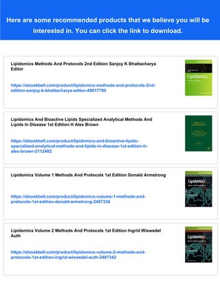 Lipidomics Technologies And Applications Kim Ekroos | PDF