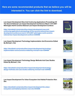 Low Impact Development And Sustainable Stormwater Management Thomas H ...