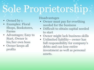 Sole Proprietorship Business Examples