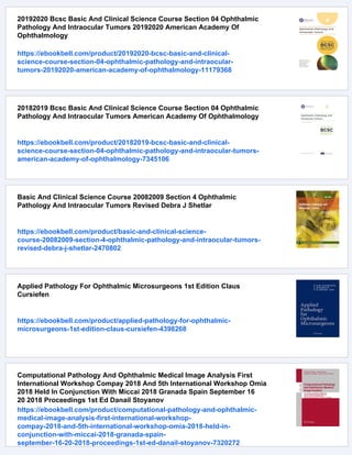 Ophthalmic Pathology An Illustrated Guide For Clinicians K Weng Sehu | PDF