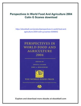 Perspectives In World Food And Agriculture 2004 Colin G Scanes | PDF