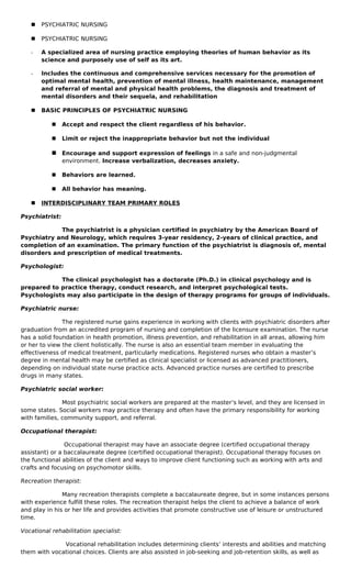 21549552 Psychiatric Nursing[1] | PDF