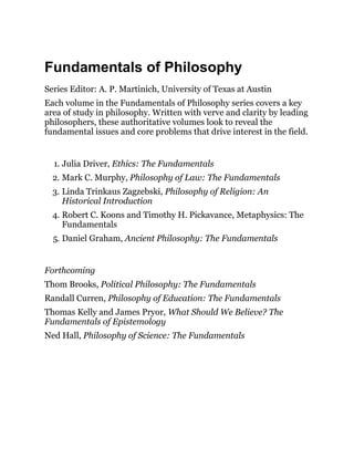 Ancient Philosophy The Fundamentals Daniel W Graham | PDF