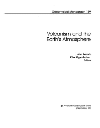 Volcanism And The Earths Atmosphere Alan Robock Clive Oppenheimer | PDF