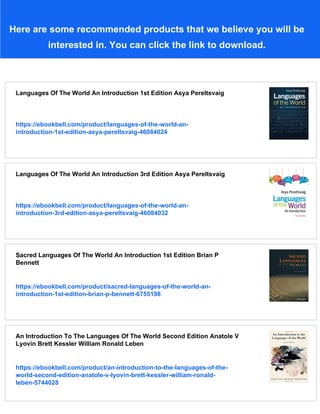 Languages Of The World An Introduction 1st Edition Asya Pereltsvaig | PDF