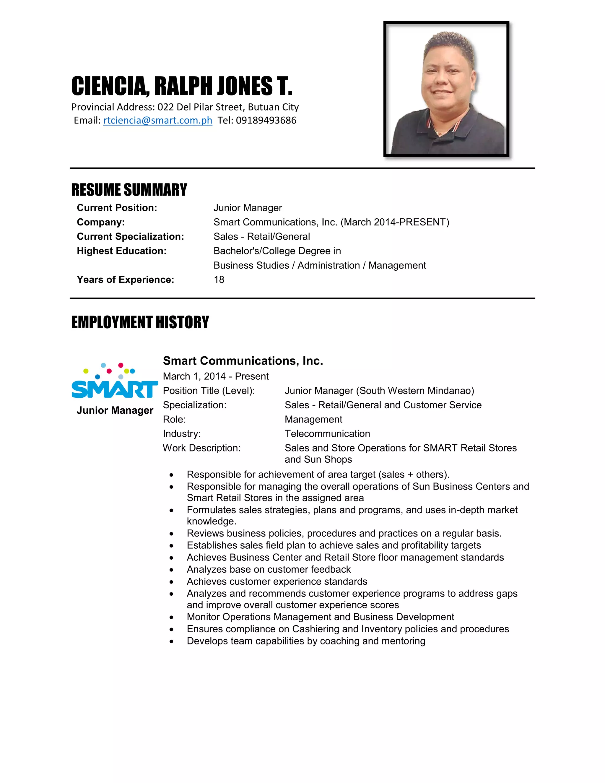 RALPH JONES CIENCIA RESUME | PDF