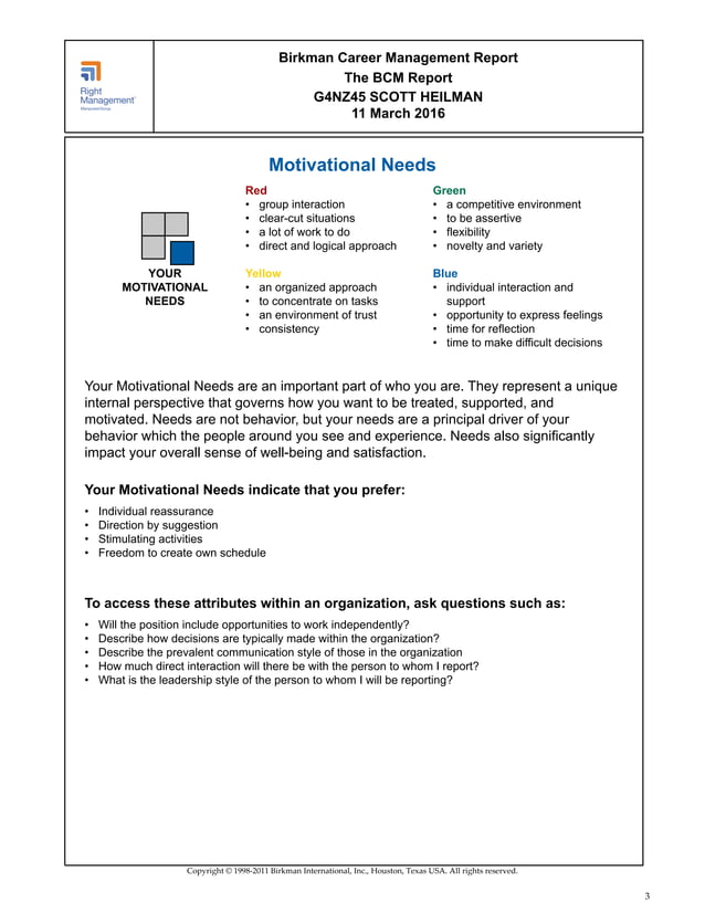 Birkman carreer Management Report (1) | PDF