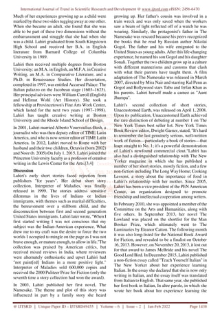 Familial Representation in the Writings of Jhumpa Lahiri | PDF