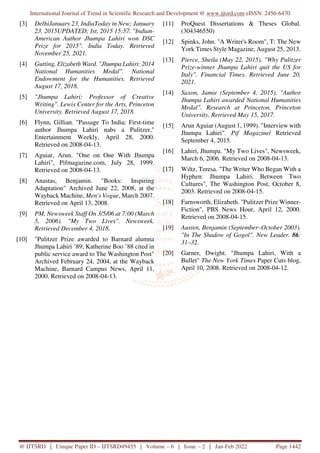 Familial Representation in the Writings of Jhumpa Lahiri | PDF