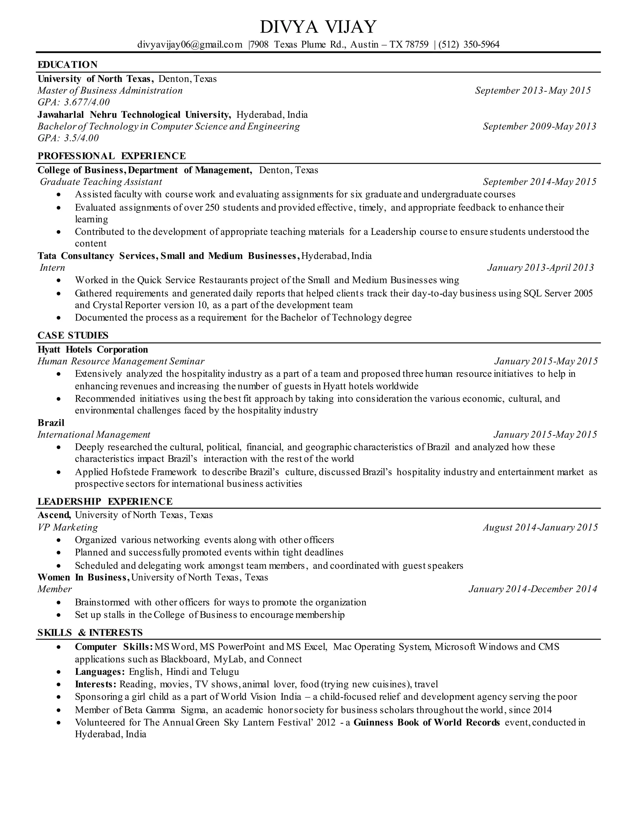 Divya Vijay_Resume | PDF