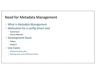 Automated Metadata Management in Data Lake – A CI/CD Driven Approach | PDF