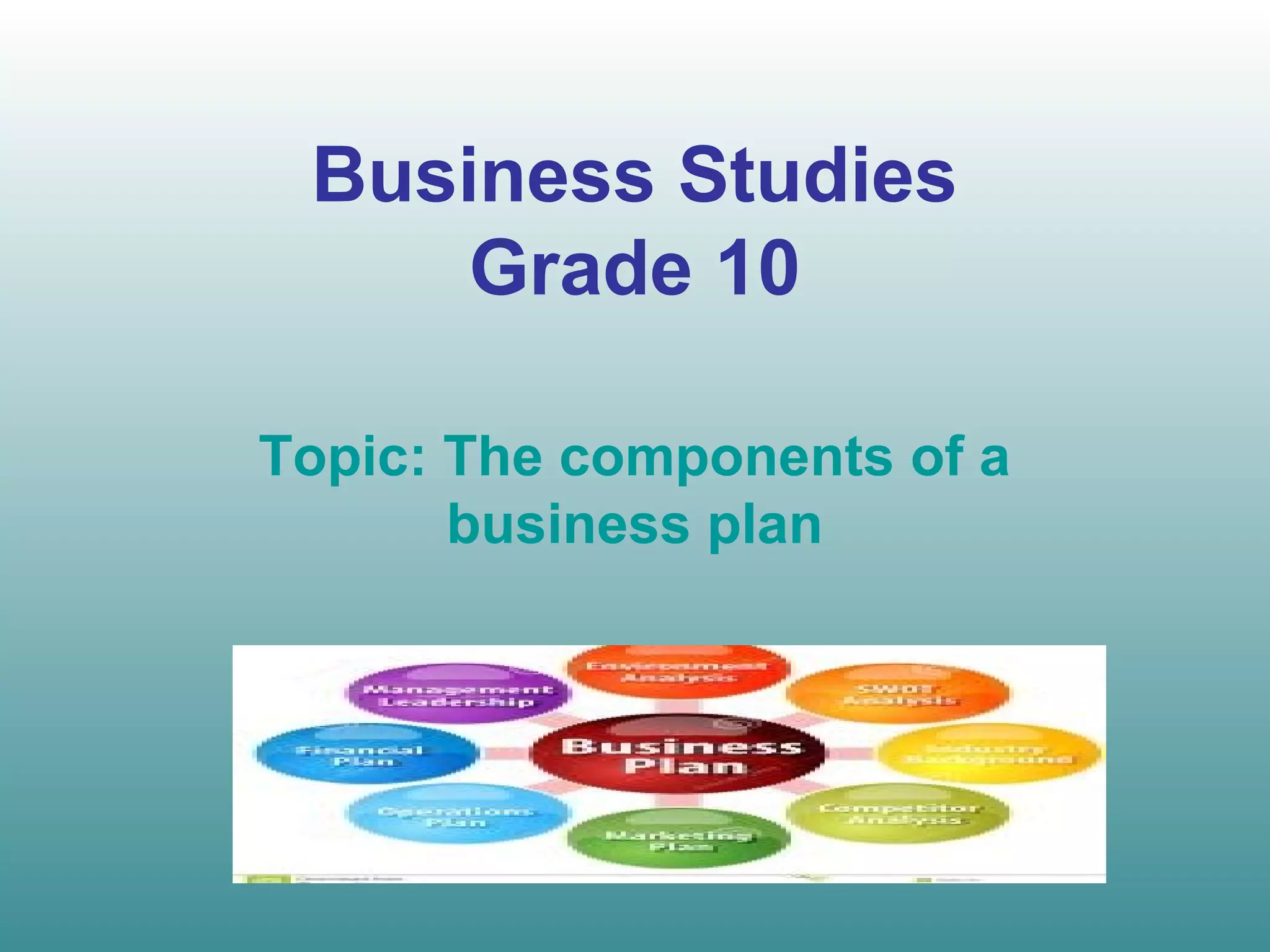 Components of a business plan | PPT