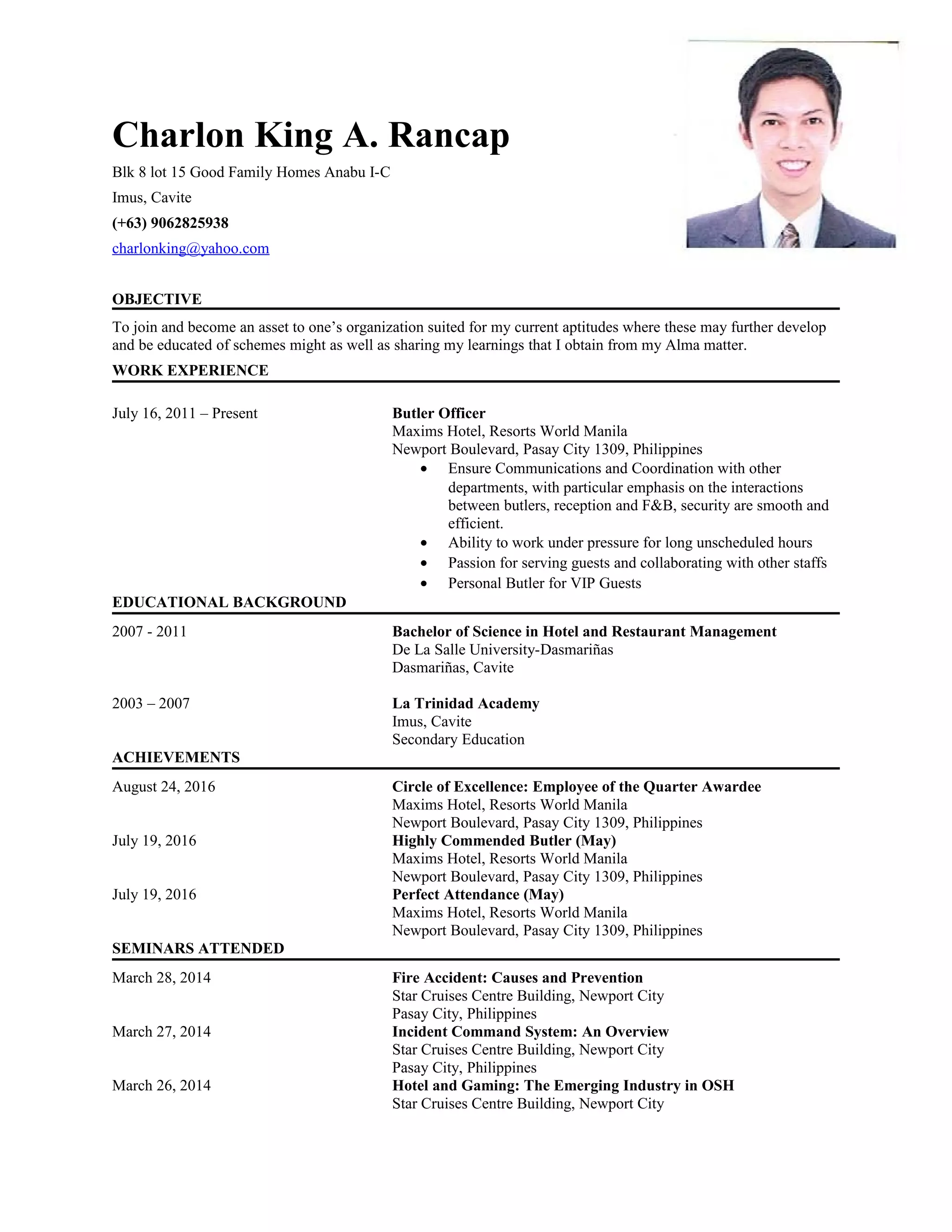Charlon Rancap CV updated | PDF