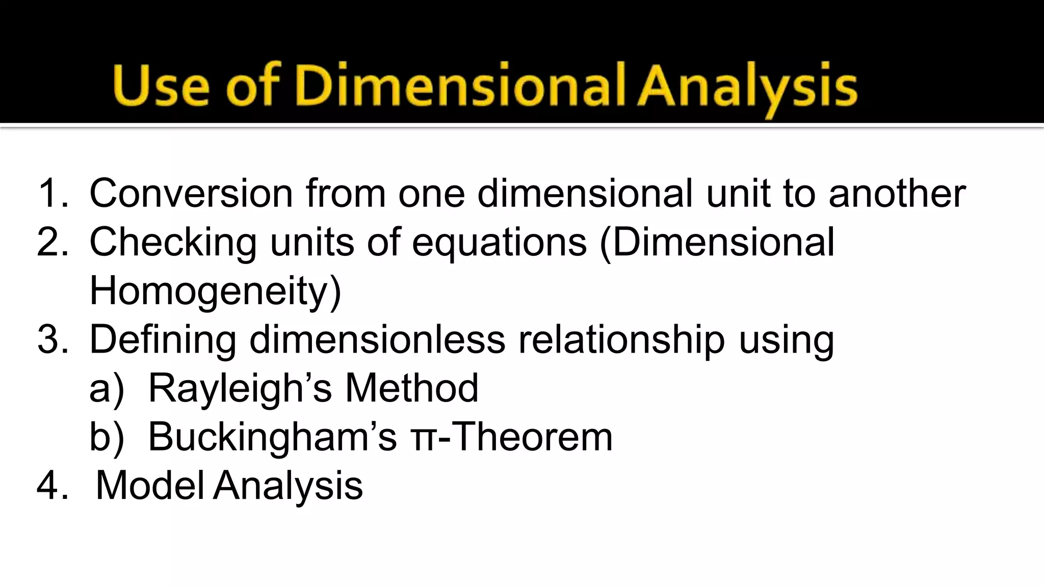 Dimension Analysis in Fluid mechanics | PPTX