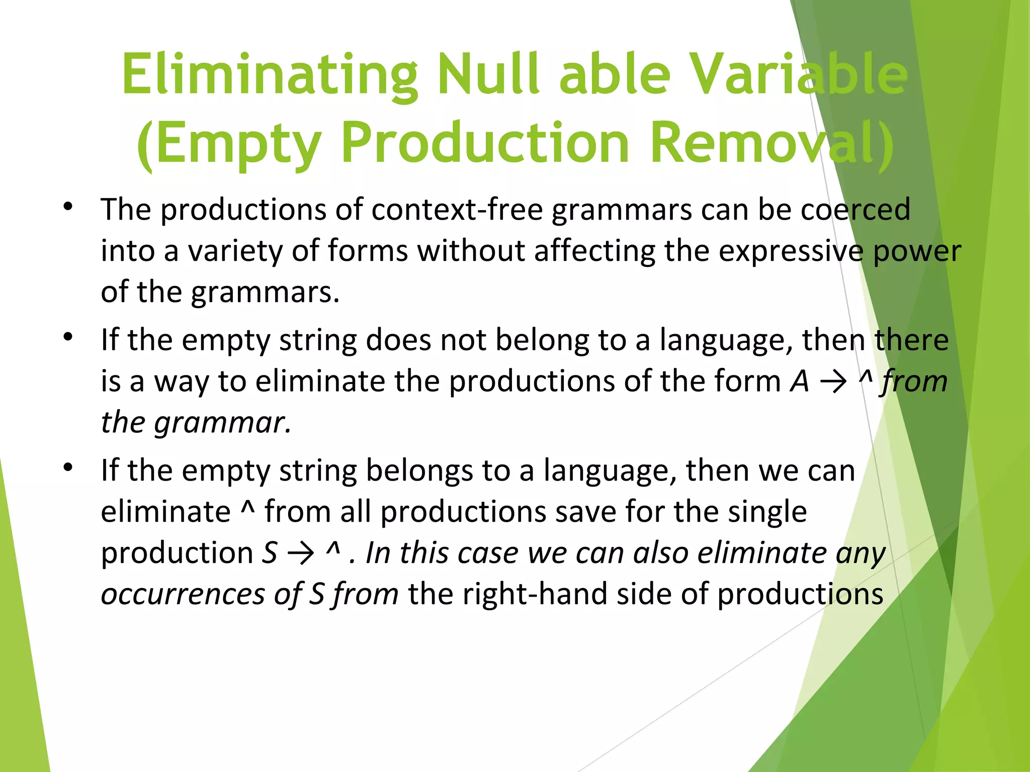 Simplifies And Normal Forms Theory Of Computation Ppt