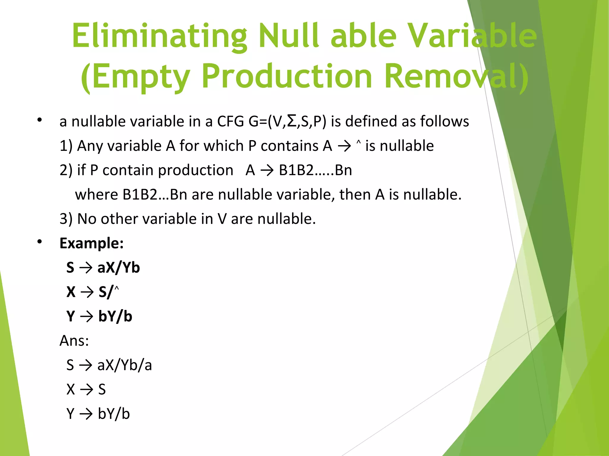 Simplifies And Normal Forms Theory Of Computation Ppt