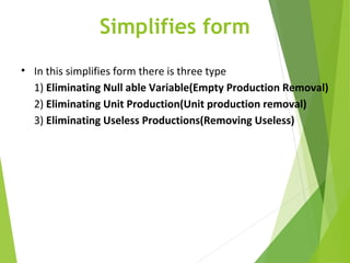 Simplifies and normal forms - Theory of Computation | PPT