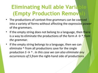 Simplifies and normal forms - Theory of Computation | PPT