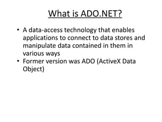 ADO.net control | PPT