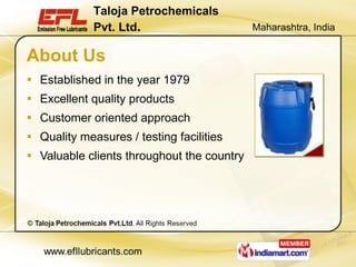 Industrial Lubricant by Taloja Petrochemicals Pvt.Ltd Raigad | PPT
