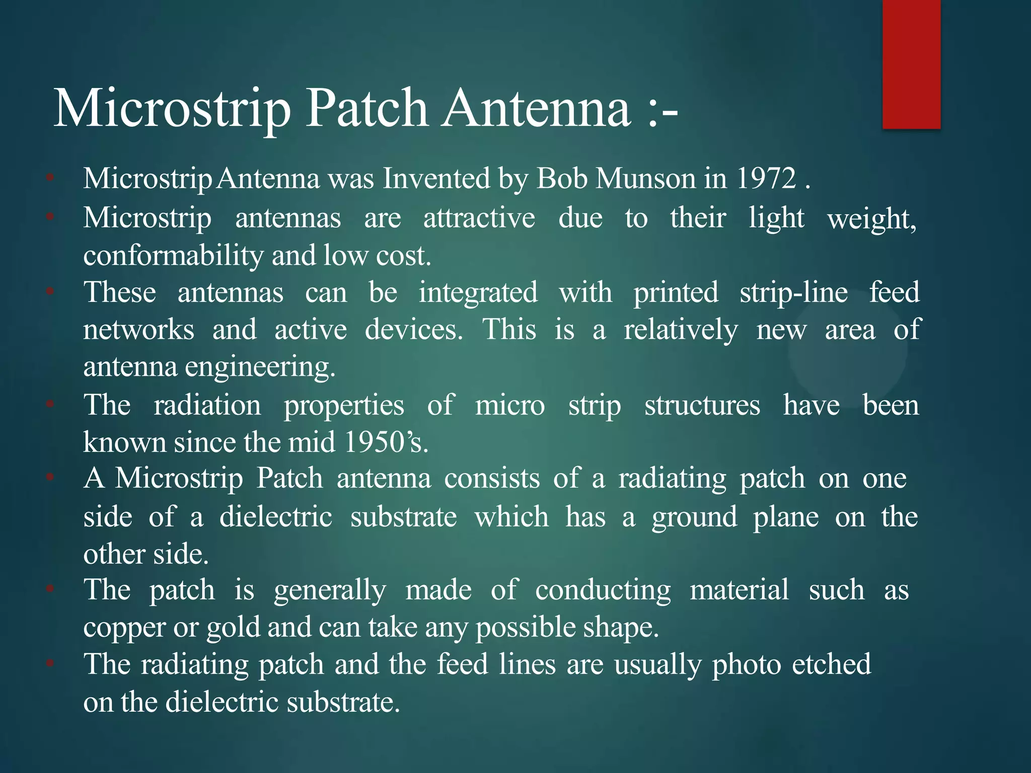 Various types of antenna used for transmitting and receiving | PPTX