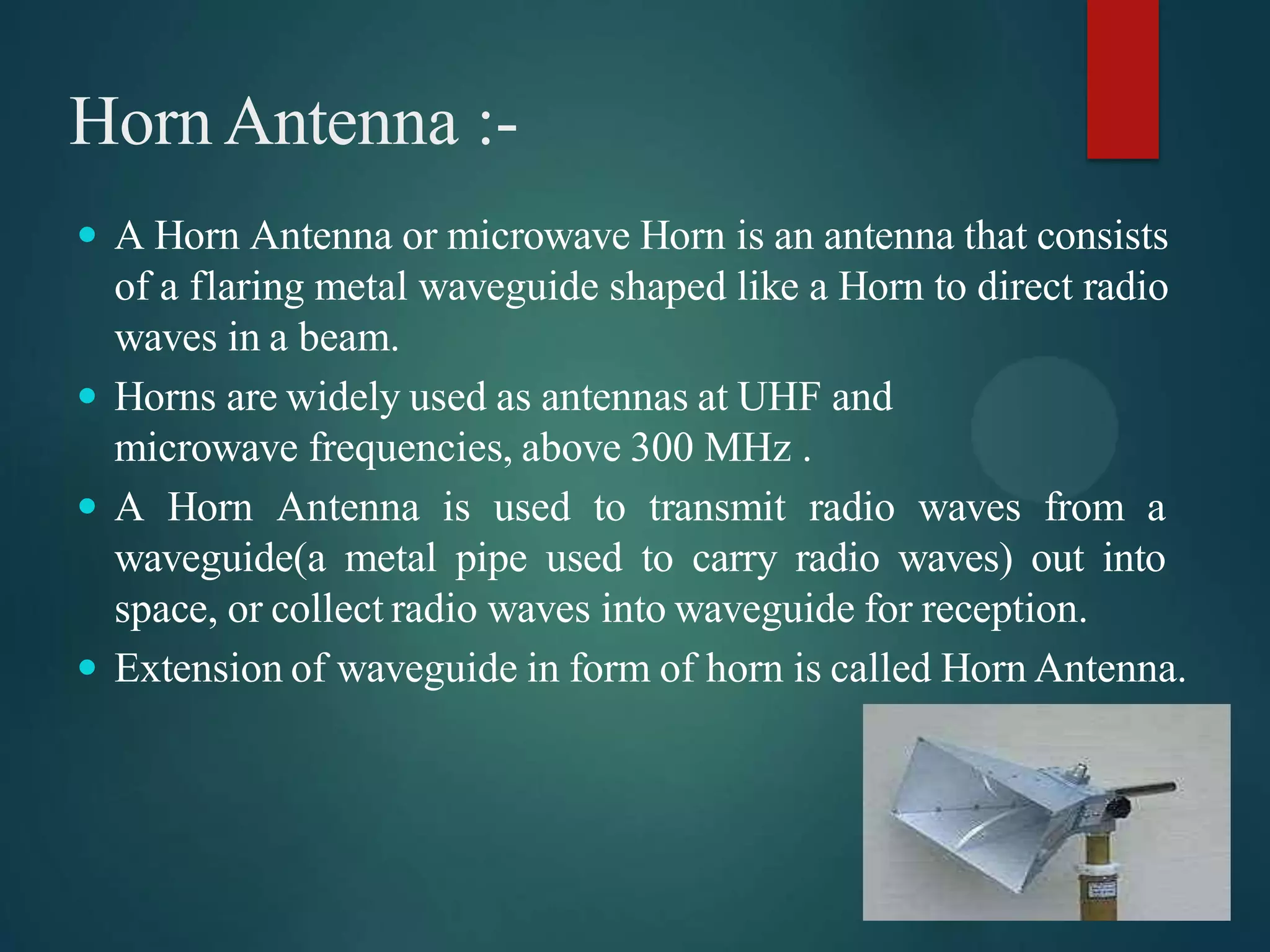 Various types of antenna used for transmitting and receiving | PPTX