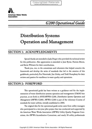 Operational Guide To Awwa Standard G200 Distribution Systems Operation ...