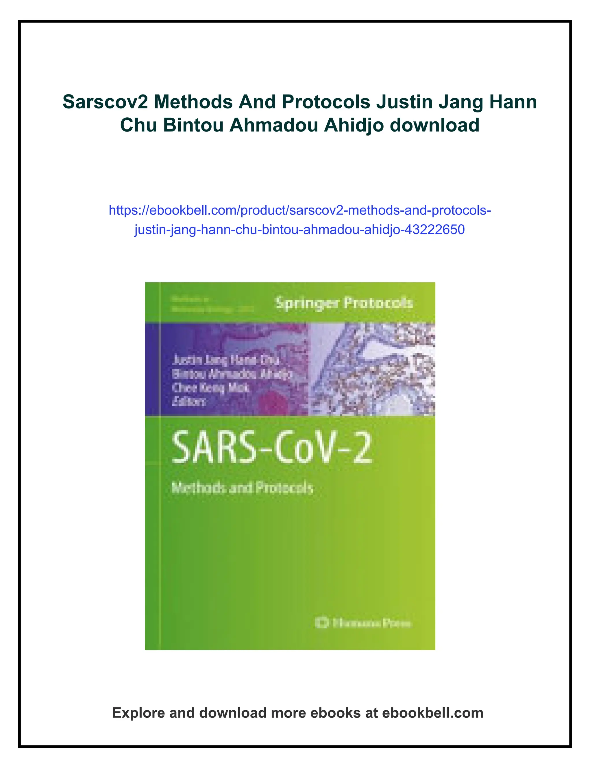 Sarscov2 Methods And Protocols Justin Jang Hann Chu Bintou Ahmadou ...