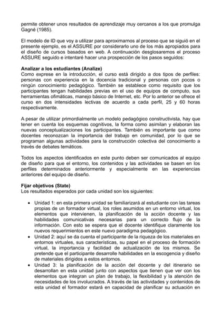 Modelo de Diseño Instruccional para e-learning | PDF