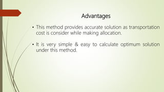 Least Cost Method - operation research | PPTX