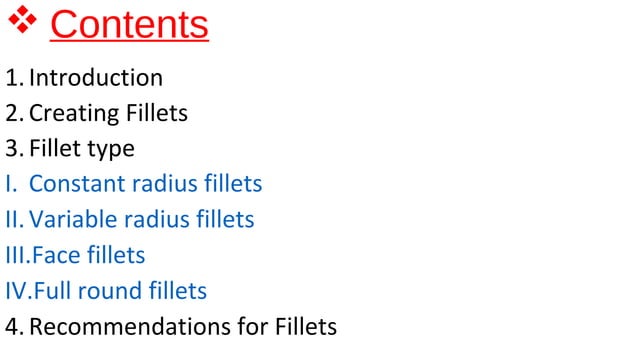 Fillet feature in solid works | PPT