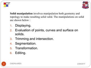 presentation on solid manipulation in computer aided design | PPTX