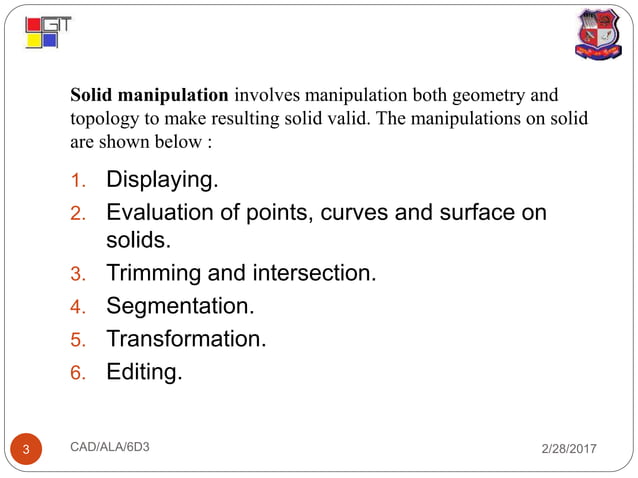 presentation on solid manipulation in computer aided design | PPTX | 3-D Graphics | Computer ...