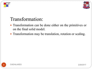 presentation on solid manipulation in computer aided design | PPTX