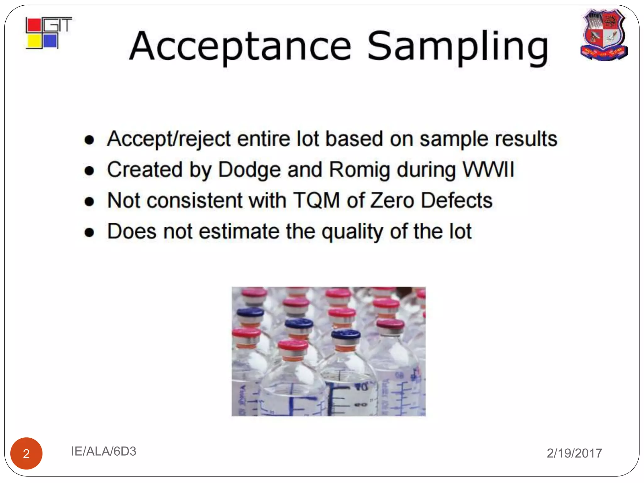 presentation on acceptance sampling plans | PPTX | Science