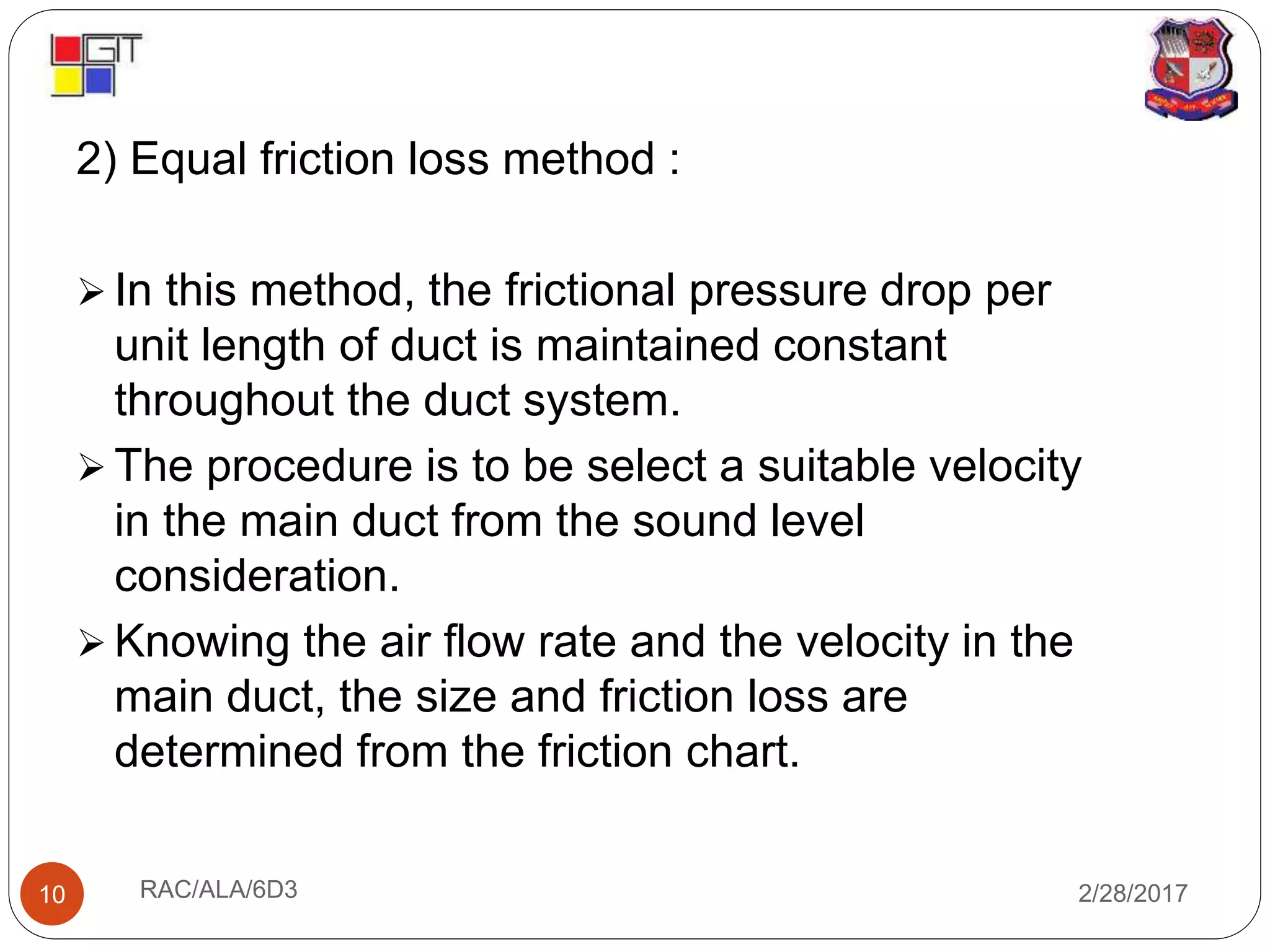 PRESENTATION ON DUCT DESIGN | PPTX