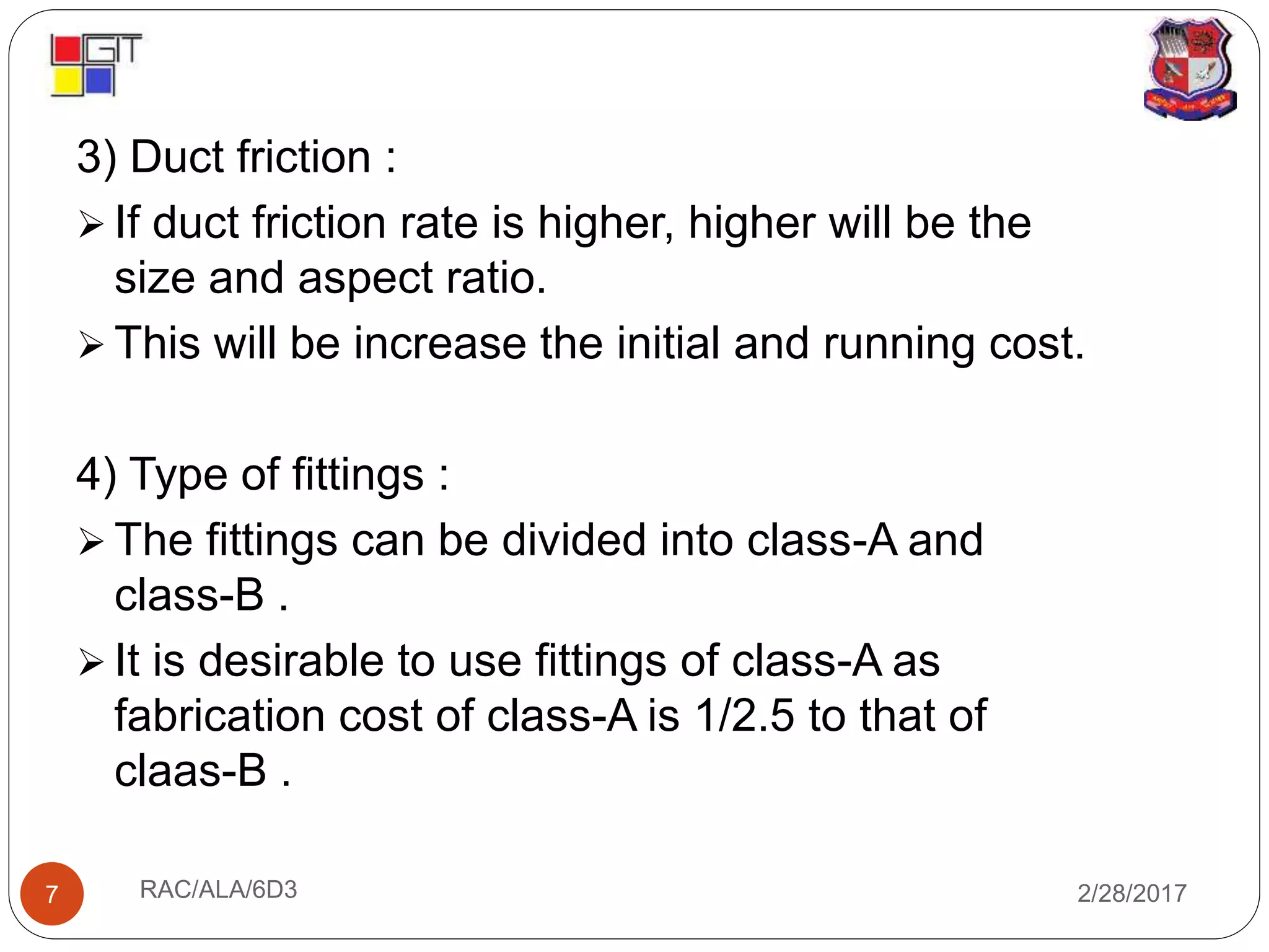 PRESENTATION ON DUCT DESIGN | PPTX