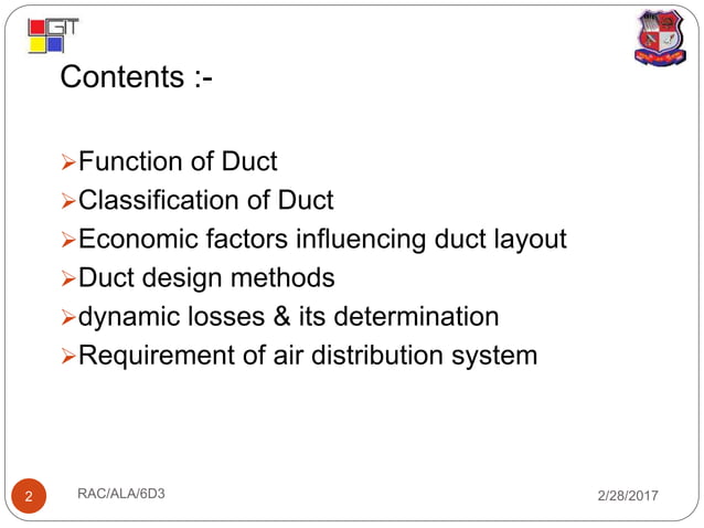 PRESENTATION ON DUCT DESIGN | PPTX | Home Appliances | Home & Garden