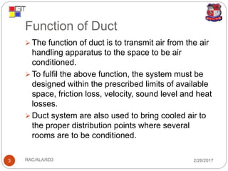 PRESENTATION ON DUCT DESIGN | PPTX