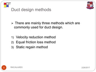 PRESENTATION ON DUCT DESIGN | PPTX