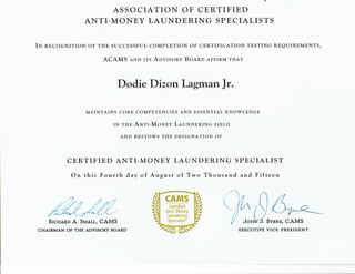 ACAMS Certificate | PPT