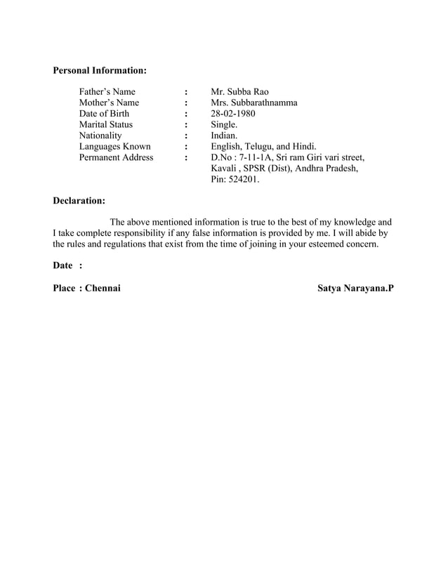 SATYA_RESUME | DOC | Computing | Technology & Computing