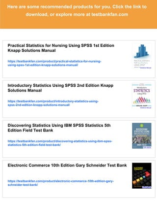 Intermediate Statistics Using SPSS 1st Edition Knapp Solutions Manual | PDF