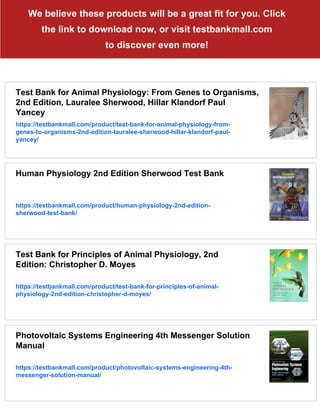 Test Bank for Animal Physiology, 2nd Edition : Sherwood | PDF