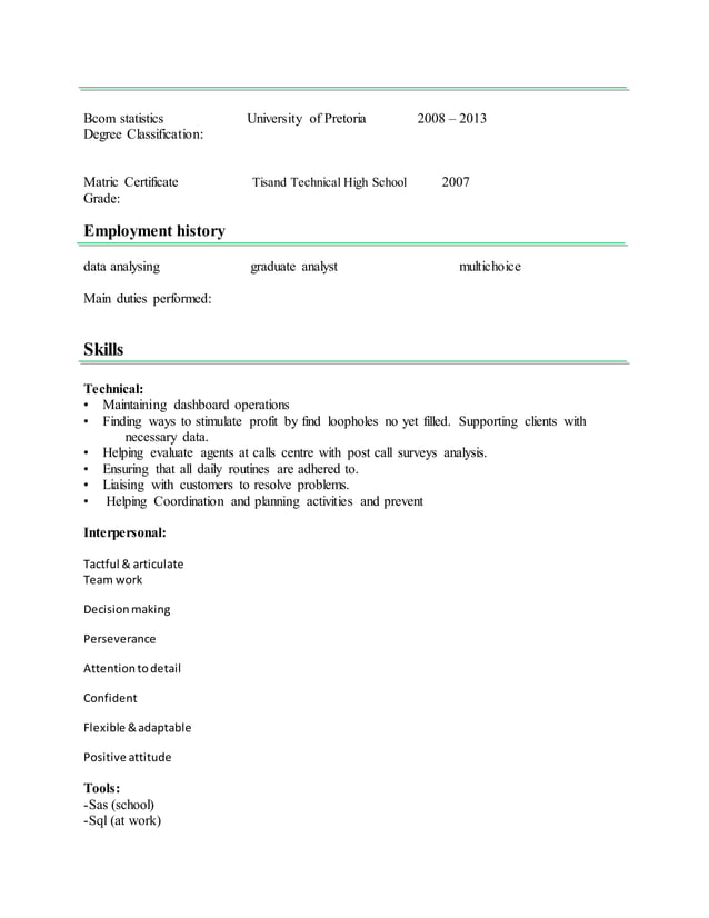 Standard-CV vusumuzi | DOCX