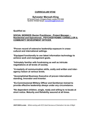 CV for General Work 2015 | RTF | Daycare and Pre-School | Parenting