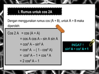rumus sudut ganda untuk cos ½ α | PPT
