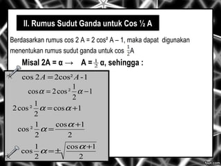 rumus sudut ganda untuk cos ½ α | PPT