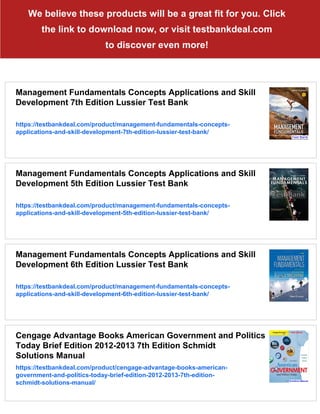 Management Fundamentals Concepts Applications and Skill Development 7th Edition Lussier ...